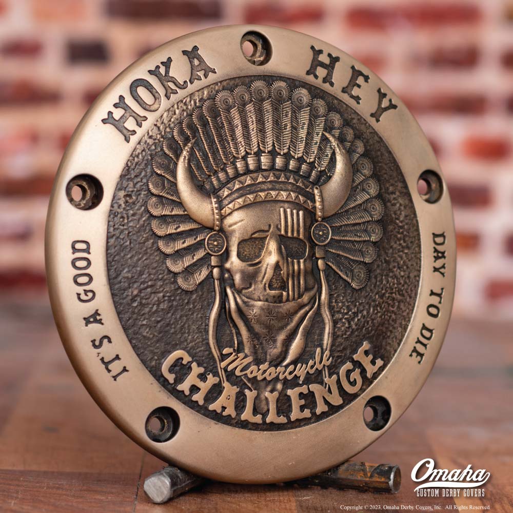 Hoka Hey Motorcycle Challenge Custom Derby cover | Omaha Derby Covers